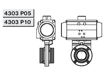 4303 Р10 Заслонка прямая с пневмоприводом | Niob Fluid
